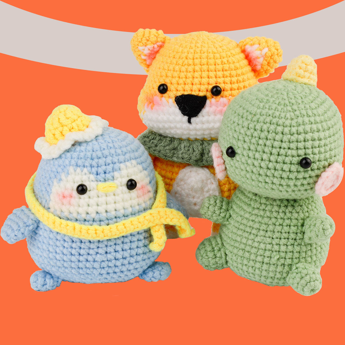 3 Pcs DIY Animals Crochet Kits for Beginners, Corgi & Dinosaur & Pengu ...